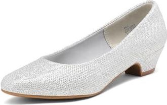 Dream Pairs Escarpins Femme Petit Talon Chaussure, Escarpins Compensés Elégants et Confortables pour Femme,Size 38.5,Argent/Paillettes,Mila