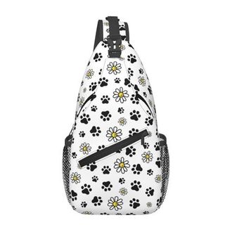 Generic Empreinte De Patte De Chien Fleur De Marguerite Sac &Agrave; Bandouli&egrave;re Pratique Sacs &Agrave; Dos L&eacute;ger Sac Banane Pour Shopping Excursion Camping