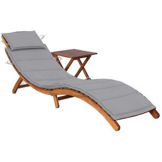 vidaXL Sonnenliege mit Tisch und Auflage Massivholz Akazie vidaXL