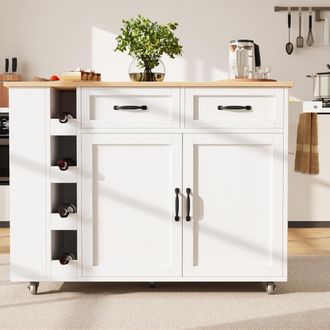 Generic Wiuzo K&uuml;cheninsel, K&uuml;chenwagen mit Steckdosenleiste ausgestattet, K&uuml;chenschrank, Abnehmbare Servierwagen mit Weinregal,buffetschrank, Speisewagen mit 