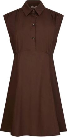 Liu Jo Femme, Robes, Brun, Taille: 38 FR Robe Trap&egrave;ze Boutonn&eacute;e &agrave; Col Pointe