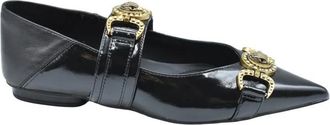 Kurt Geiger Pointed-Toe Black Flats With Decorative Gold Hardw - Gr. 36 (EU) - in Grau