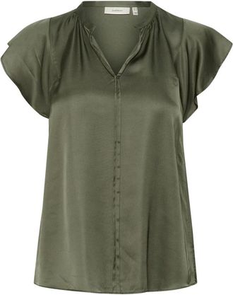 Inwear Femme, Blouses et Chemises, Vert, Taille: 36 FR Chemisier Olive Poussiéreux avec Col en V