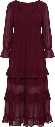 Ulla Popken Maxikleid Maxikleid Empirenaht A-Linie Rundhals