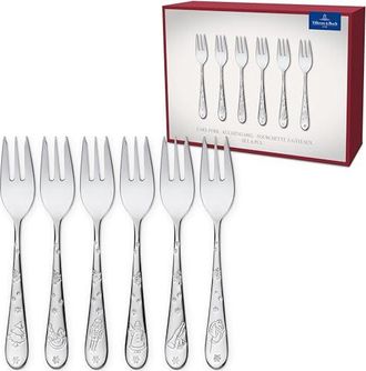 Villeroy & Boch Toys Delight Kuchengabel Set 6-teilig Silber, Sp&uuml;lmaschinenfest, Weihnachten, Besteck Platin, Besteckset f&uuml;r 6 Personen, Dessert Gabeln, Kleine Gabeln
