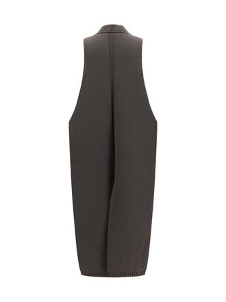 Rick Owens Womens Long Wool And Shearling Vest Dust-Natural Blazers & Vests Dust/natural