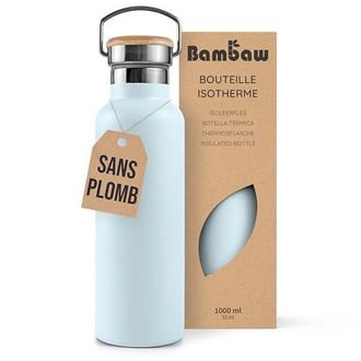 Bambaw Gourde Isotherme Bleu Clair Inox Sport 1L R&eacute;utilisable