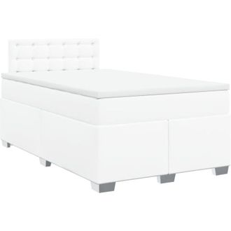 vidaXL Vidaxl - Boxspringbett mit Matratze Wei&szlig; 120x200 cm Kunstleder