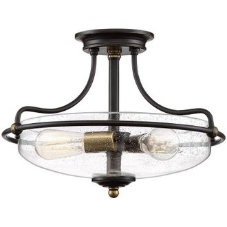 Quoizel Quoizel - Elstead Griffin Plafonnier semi-encastr&eacute; Bowl bronze palladien avec accents de laiton patin&eacute;