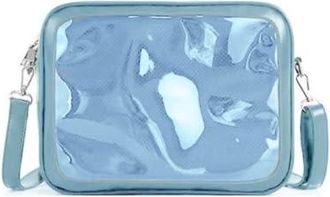 Generic Sac &agrave; bandouli&egrave;re transparent en PVC pour femme, sac &agrave; bandouli&egrave;re avec fermeture &eacute;clair, sac &agrave; main portable pour petits articles de voyage, bleu, 1