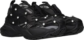 Versace Womens Black Fabric Chunky Sneakers
