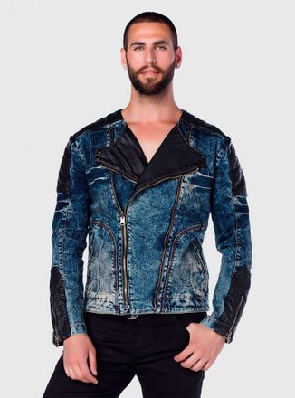 Cipo & Baxx Jeansjacke Jacke mit asymetrischen Kragen und Rei&szlig;verschluss