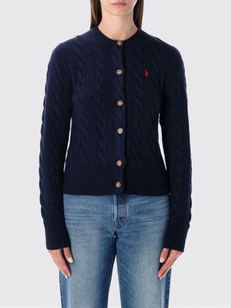 Polo Ralph Lauren Cardigan &agrave; col rond en laine tricot&eacute;e avec logo Poney brod&eacute;