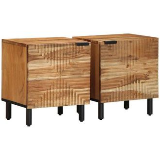 vidaXL Nachttische 2 Stk. 40x33x46 cm Massivholz Akazie - Vidaxl