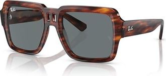 Ray-Ban Magellan Bio-based Sonnenbrillen Havana Gestreift Fassung Blau Glas 54-19