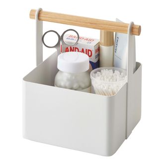 Yamazaki Tableware Yamazaki 2313 TOSCA Tool Box S, white, Steel / Wood, 16 x 13 x 16 cm