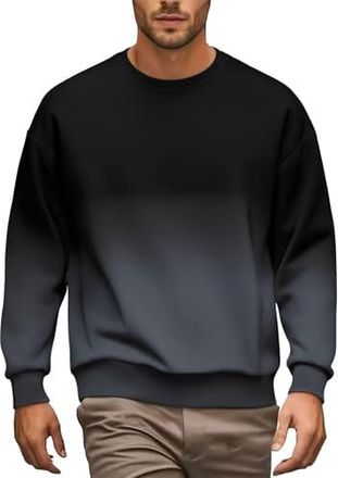 Generic Pull à col rond pour homme - Manches longues - Sans capuche - Pour lhiver - Coupe ajustée, Noir, XXL