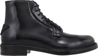 Prada Stiefel - Leather Lace-Up Boots - Gr. 40 (EU) - in Schwarz - für Damen