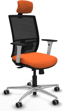 Piqueras y Crespo Drehbarer Schreibtischstuhl ohne Rollen, mit wei&szlig;en und schwarzen Armlehnen, h&ouml;henverstellbare Lendenwirbelst&uuml;tze und h&ouml;henverstellbares Kopfteil, Sch