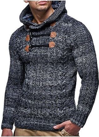 LEIF NELSON pour des Hommes Pullover Pull à Capuche Hoodie Pull en Tricot avec Capuche Longsleeve Sweater Sweatshirt LN6004; Taille XXXL