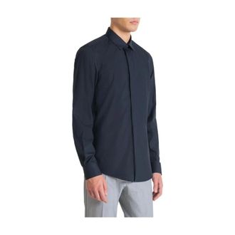 Antony Morato Homme, Chemises, Bleu, Taille: 2XL Chemise Bleue en Coton &agrave; Manches Longues
