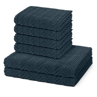 ROSS 6 teiliges Frottier-Set - Sensual Skin - Zopf-Muster (4 X Handtuch 2 X Duschtuch im Set) - 500 g/m2 - Baumwolle - Walkfrottee - saugstark - weich und 