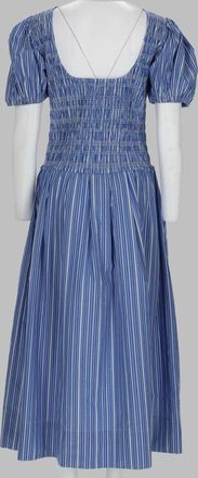 Ganni Striped Organic Cotton Dress - Blue