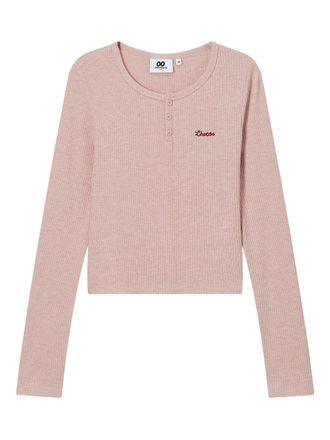 Chocoolate t-shirt côtelé à col tunisien - Rose