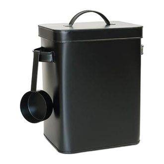 Relaxdays Metallbox, 6,5 L Aufbewahrungsbox mit Dosierhilfe, Tierfutter & Kaffee, luftdicht, Waschpulverdose, schwarz
