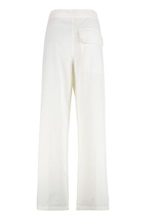 Victoria Beckham Womens Cotton Trousers White Wide-Leg