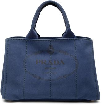 Prada Shopper - Canvas Canapa Logo Tote - Gr. unisize - in Blau - f&uuml;r Damen