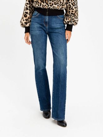 Twin-Set Jean droit taille haute en denim de coton stretch