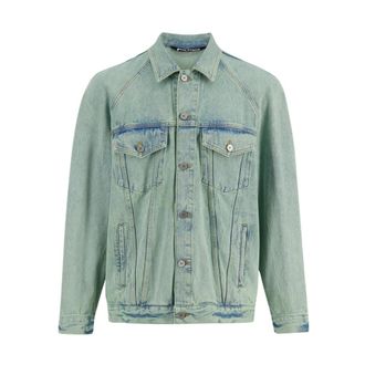 Palm Angels Stylische Overdyed Denim Jacke - - Jackets - Herren - Blau - S
