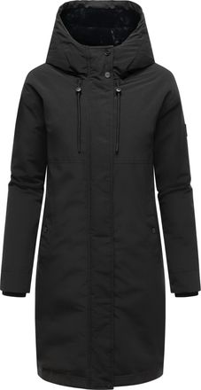 Navahoo Damen Langer Mantel warme Winterjacke mit Kapuze Hageltanz 14 Black Gr. 4XL