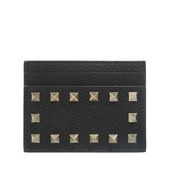 Valentino Garavani Portemonnaie - Rockstud Cardholder Wallet Leather - Gr. unisize - in Schwarz - f&uuml;r Damen