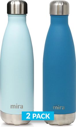 Mira Mikati Brands MIRA 2 Pack Cola Shaped Insulated Stainless Steel Water Bottle - Double Walled Vacuum Insulated Thermosflasche - Metal Sports Bottle - Pearl Bl