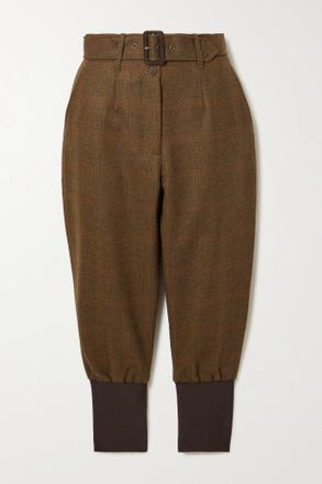 Purdey Hose Mit Schmalem Bein Aus Kariertem Tweed Aus Einer Wollmischung Und Stretch-jersey Mit G&uuml;rtel - Braun