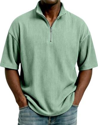 Generic Hauts basiques classiques solides pour homme, v&ecirc;tements de travail d&eacute;contract&eacute;s, polo boutonn&eacute;, chemise l&eacute;g&egrave;re et respirante, t-shirts dext&eacute;rieur, ver