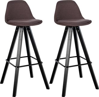 Clp Barhocker 2er Set modern Corbin Square, gepolstert mit Rückenlehne, Buchenholzgestell, Fußstütze, Tresenhocker für Küche und Hausbar, Farbe:braun, Ges