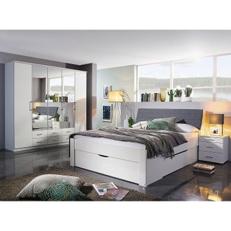 Rauch Orange home24 Kopfteil mit Stauraum 185cm Grau/Alpinweiß