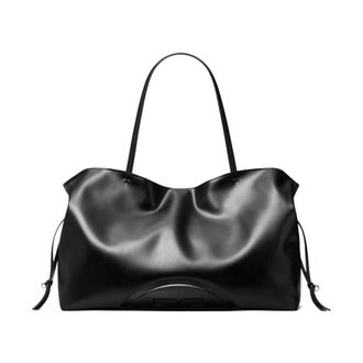 Tory Burch Femme, Sacs, Noir, Taille: ONE Size Embossed Logo Drawstring Tote