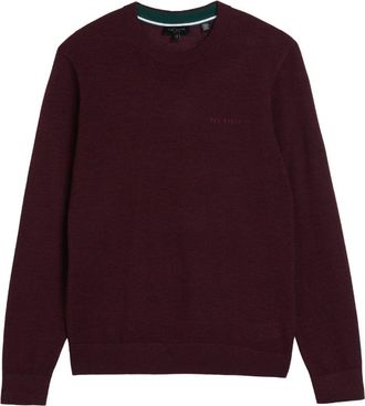 Ted Baker Liblo Merino Branded Rundhalspullover In Kastanienbraun