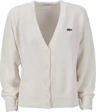 Lacoste Femme, Pulls, Blanc, Taille: 38 FR Cardigan Violet pour Femmes