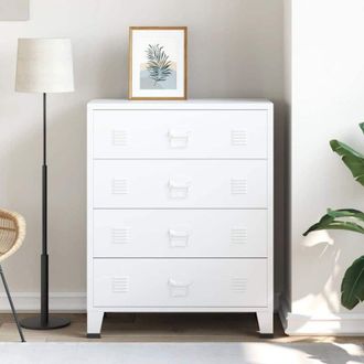 vidaXL Armoire &agrave; tiroirs industrielle Blanc 78x40x93 cm M&eacute;tal