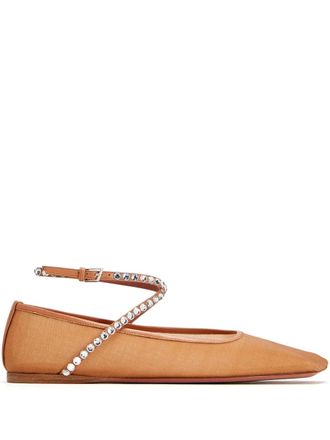 Amina Muaddi ballerines en mesh - Marron