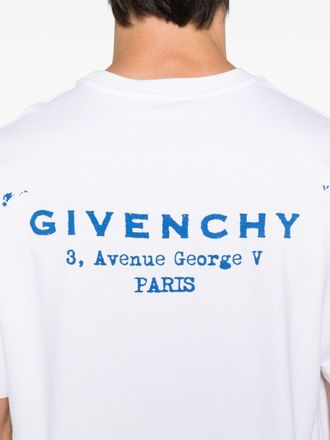 Givenchy Mens T-Shirt Stamp Print White Cotton T-Shirts And Polos