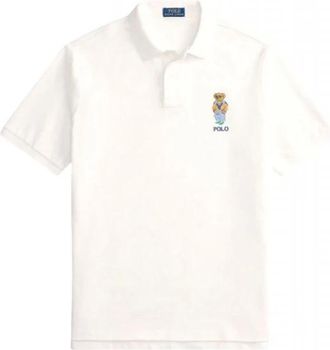 Ralph Lauren Homme, Tops, Blanc, Taille: M Bear Embroidered Polo