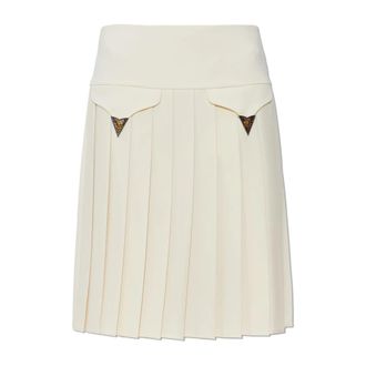 Versace Pleated Wool Midi Skirt - - Skirts - Damen - Beige - XS