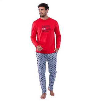 Achile Pyjama Long en Pur Coton Coeur &agrave; Prendre - Couleur - Rouge - Taille - 4/Large