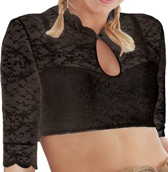 Nina Von C. Dirndlbluse 4846971 schwarz Spitze 3/4 Arm Gr&ouml;&szlig;e 32